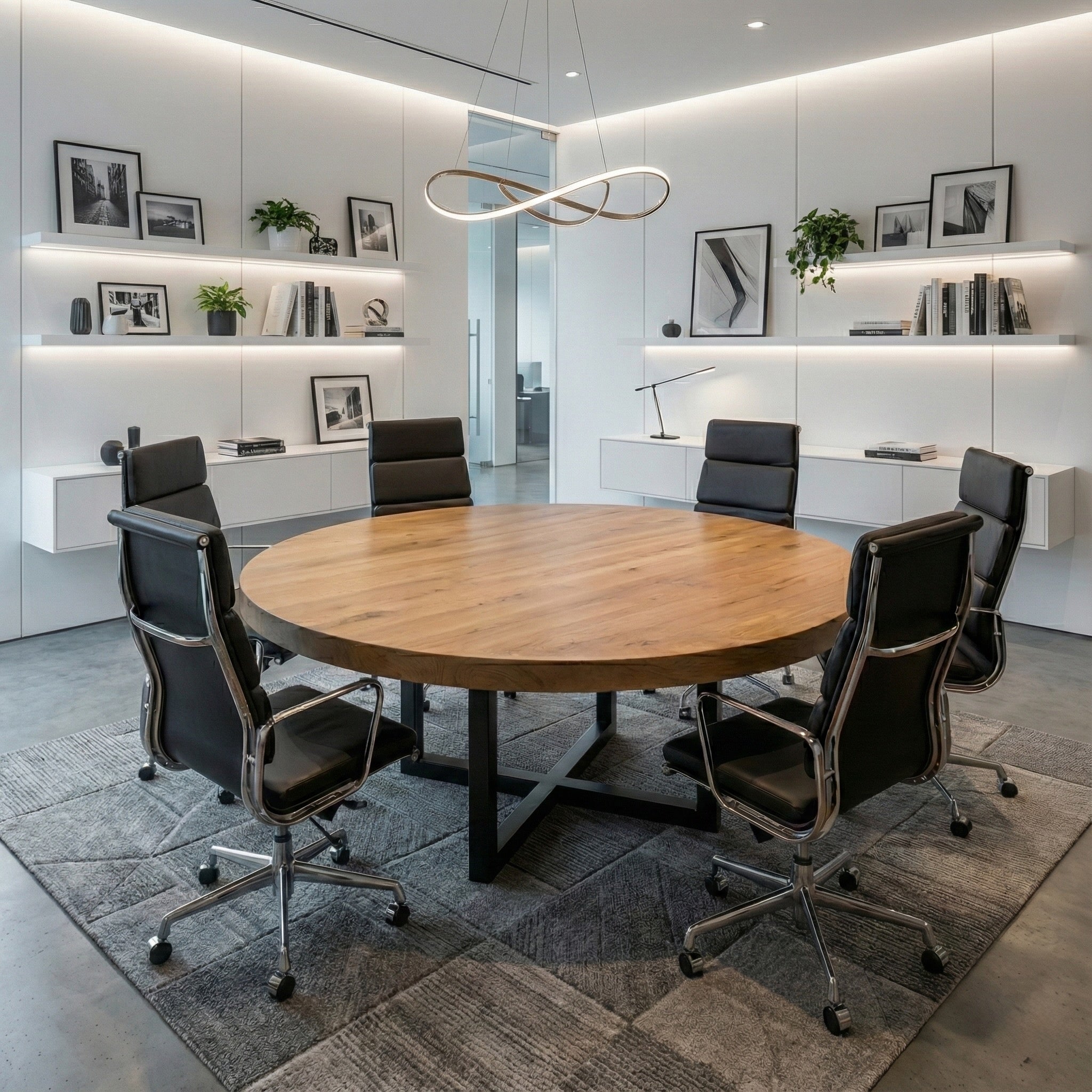 Round Redwood Meeting Tables – Ashford Blake